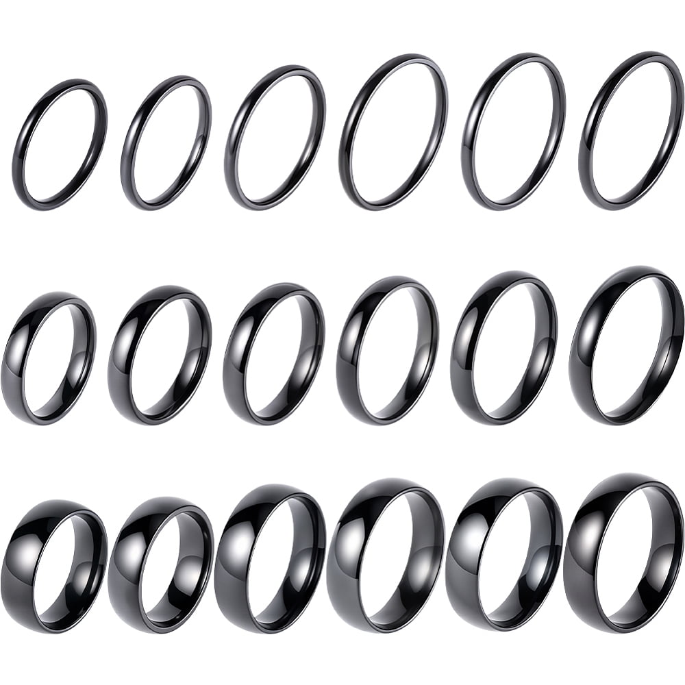 1 Box 18pcs Rings Finger Rings Set US Size 5/6/7/8/9/10/11 Stainless ...