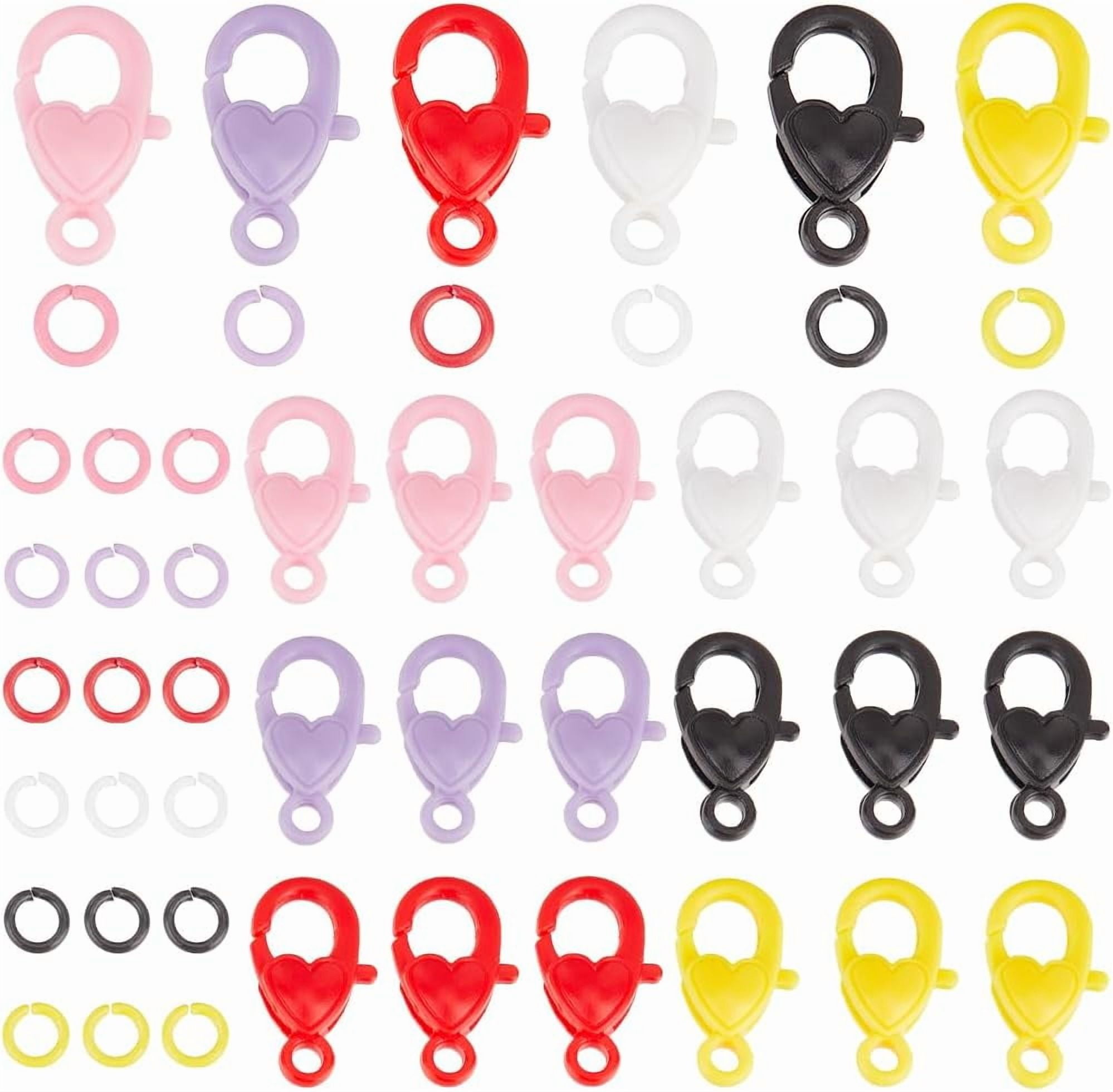1 Box 192Pcs 6 Colors Heart Lobster Claw Clasp Colorful Split Jump ...