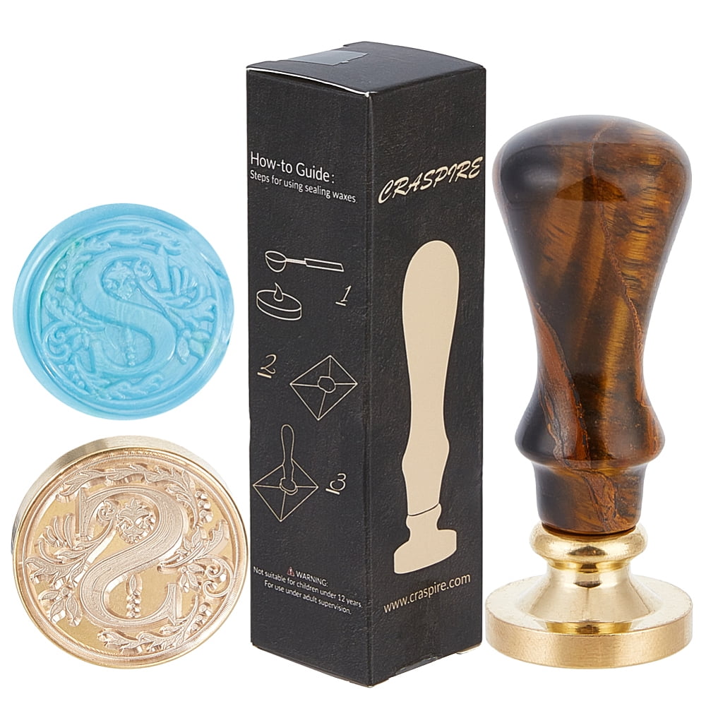 1 Box 1Pc Brass Stamp Head with 1Pc Natural Tiger Eye Stamp Handle for ...