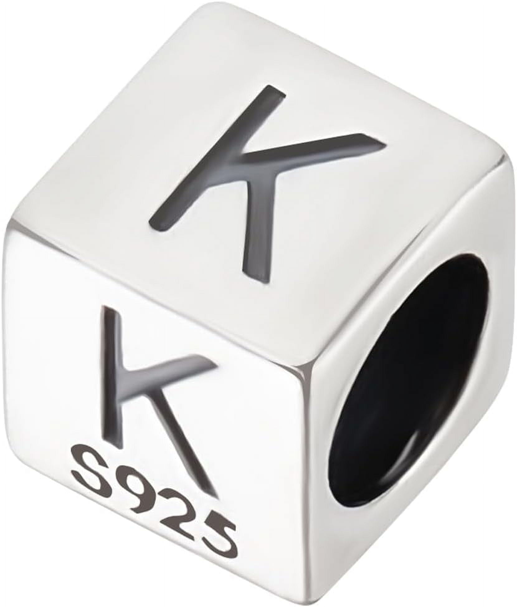 1 Box 1Pc Cube Letter Beads Sterling Silver K Alphabet Beads for DIY ...
