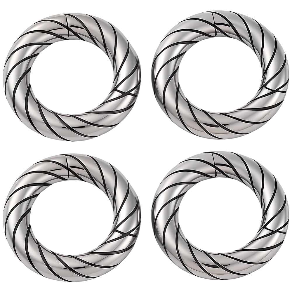 1 Box 2 Pairs Spring Gate Rings 316 Stainless Steel Stripe Pattern O ...
