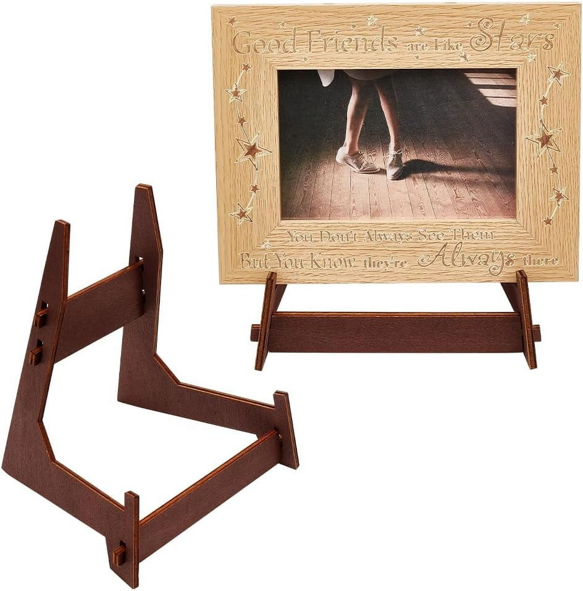 1 Box 2 Sets Solid Wood Photo Frame Stand 4.7x3.5x3.1inch Coconut Brown ...