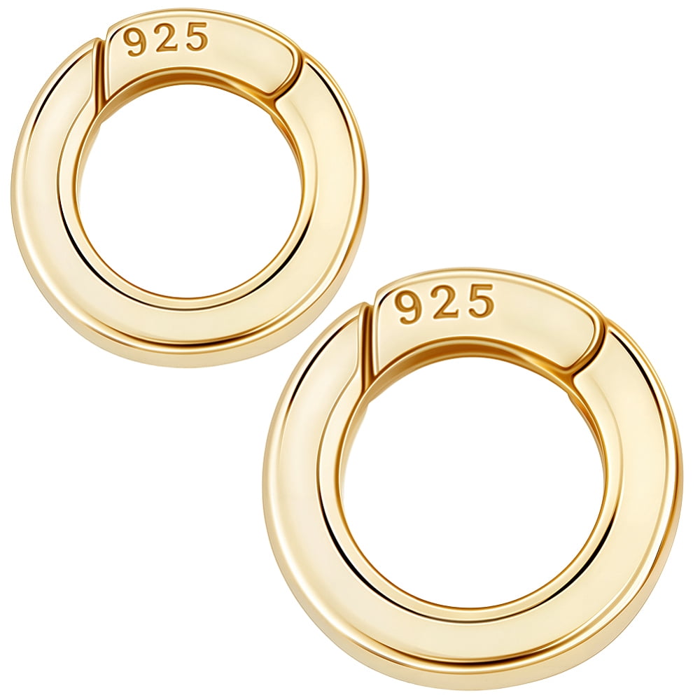 1 Box 2 Sizes 925 Sterling Silver Spring Gate Rings O Ring Clips Gold ...