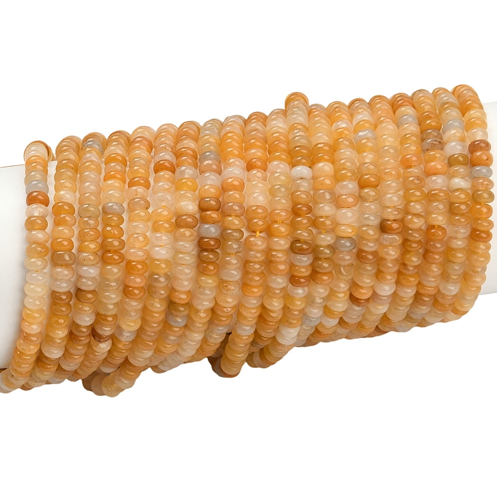 1 Box 2 Strands 336PCS 4MM Yellow Topaz Natural Jade Rondelle Beads ...