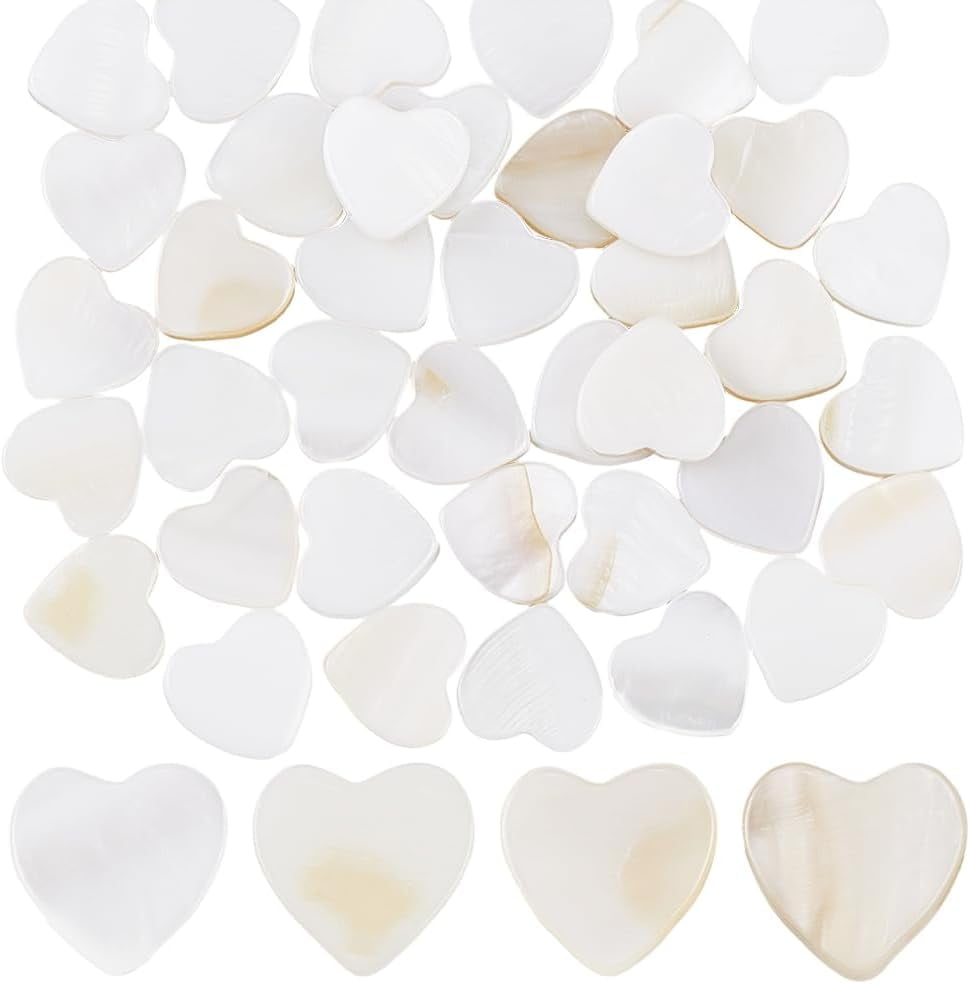 1 Box 2 Strands 66Pcs Heart Shaped Shell Beads Shell White Beads 10mm ...