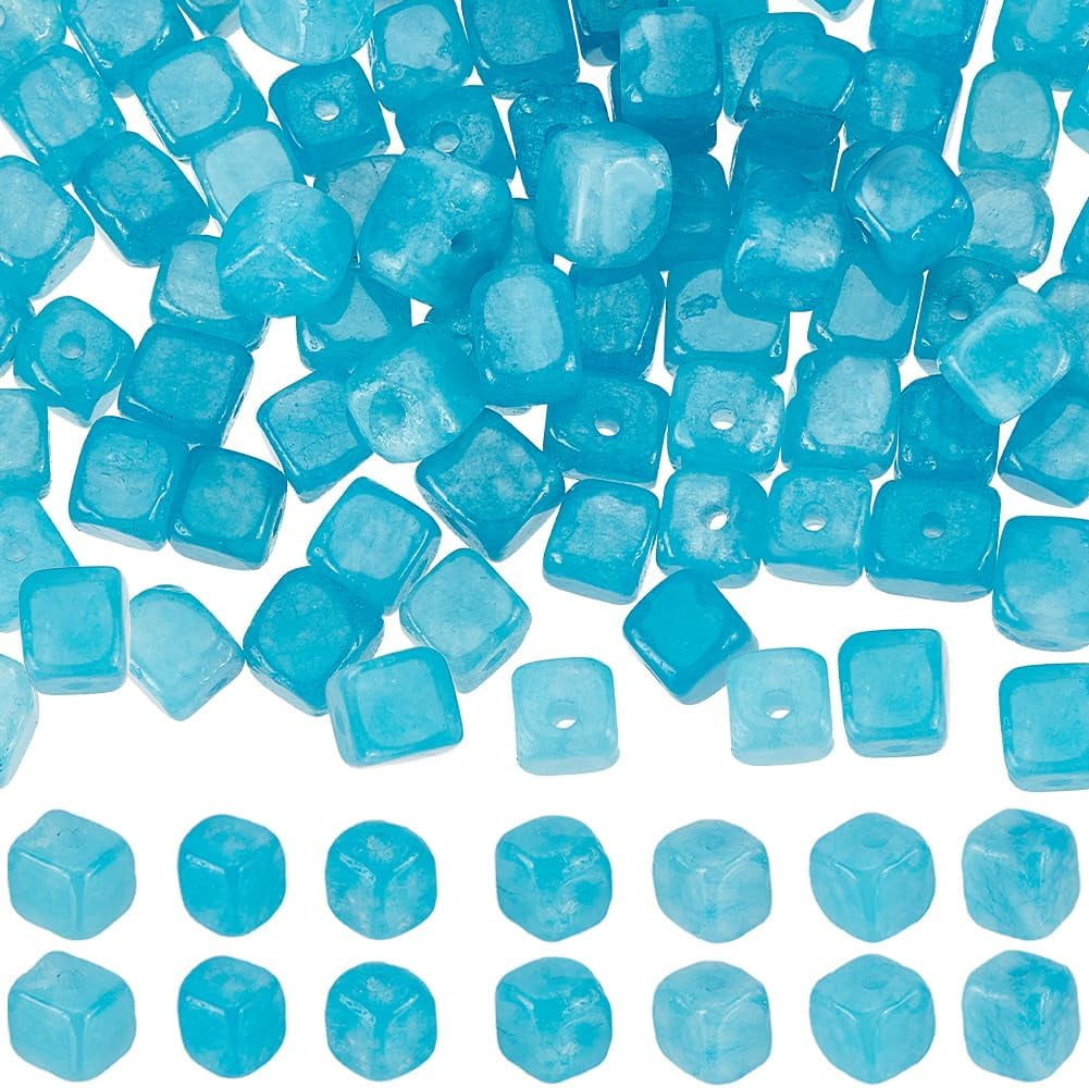 1 Box 2 Strands Blue Quartz Beads Natural Stone Bead Strands Cube Deep ...