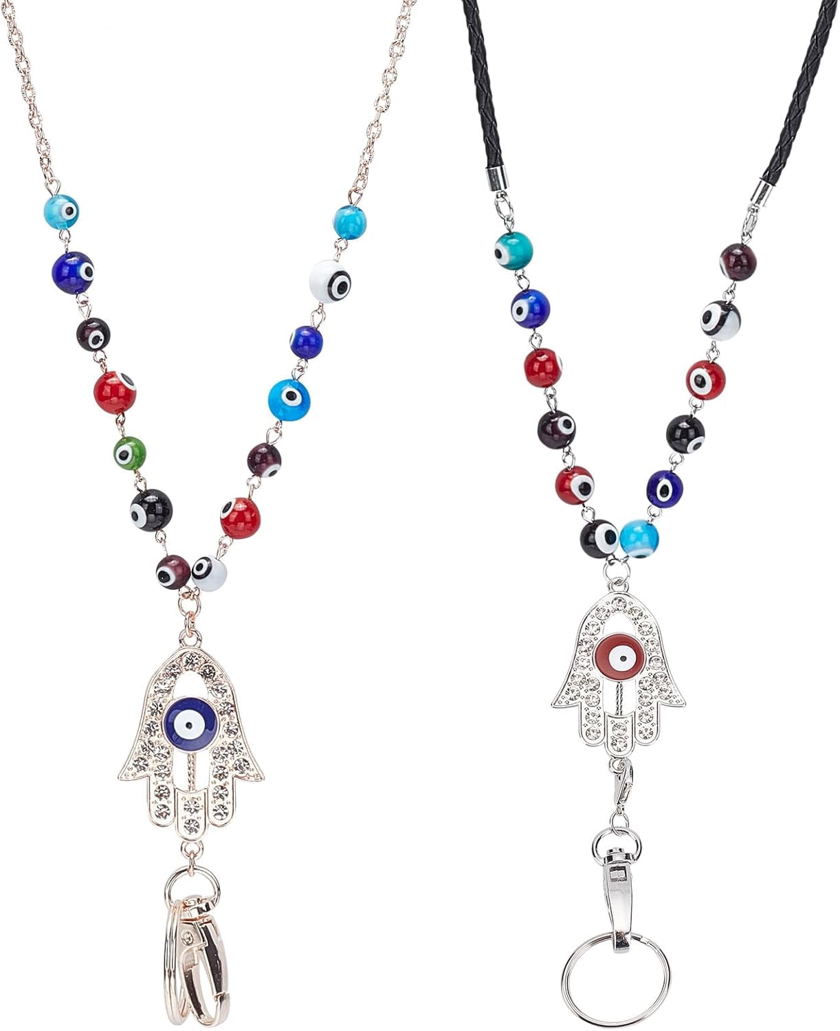 1 Box 2 Style Lanyard Necklace Glass Beaded Lanyards Lucky Name Card ...