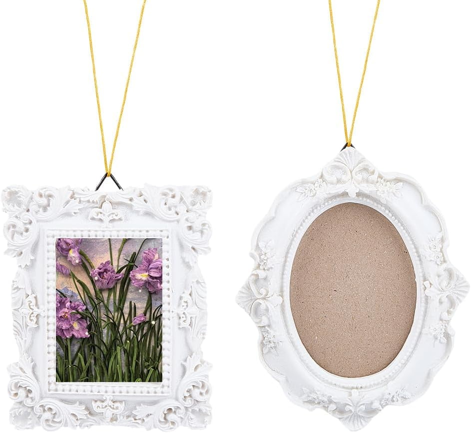 1 Box 2 Styles Mini Picture Vintage Frames White Resin Picture Frame ...
