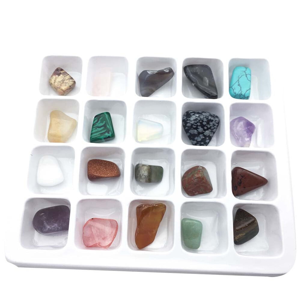 1 Box 20 Kinds Natural Crystal Stone Collection Mineral Specimens ...
