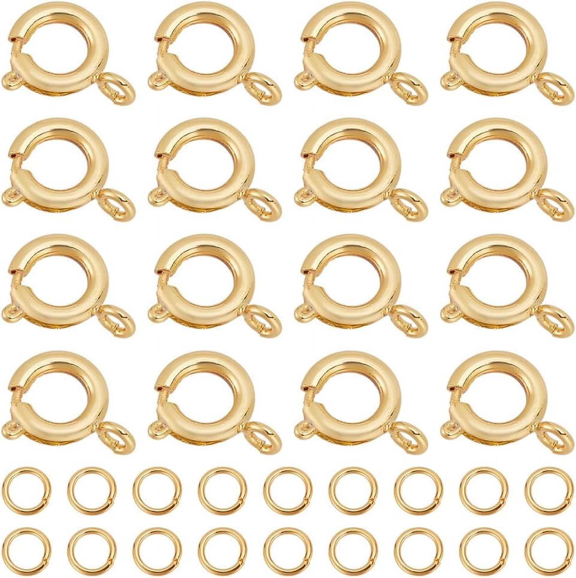 1 Box 20 Pcs Brass Spring Ring Clasps with 20 Pcs Open Jump Rings Real ...