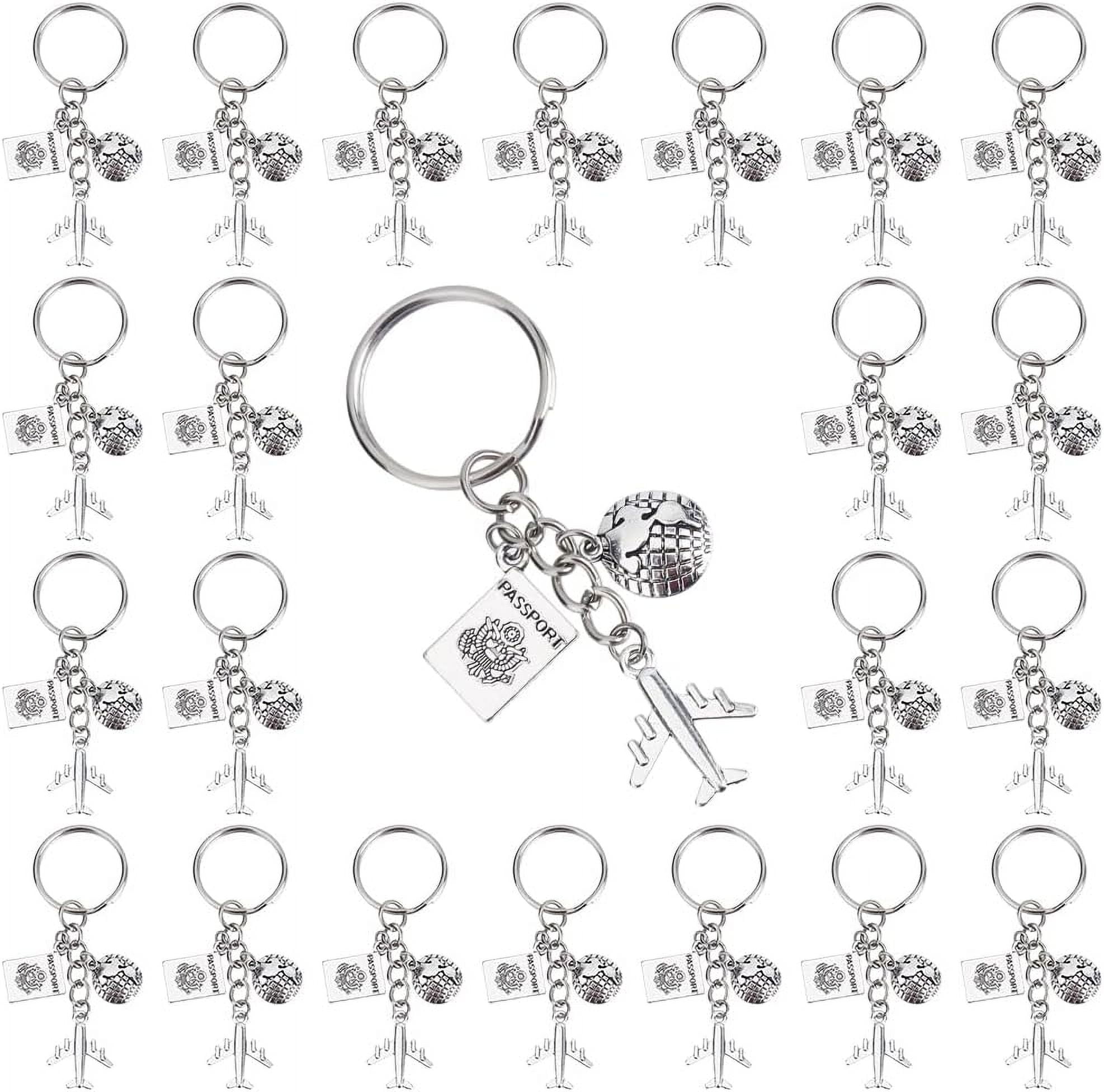 1 Box 20 Pcs Travel Themed Keychains Bulk Airplane Key Chains Earth ...