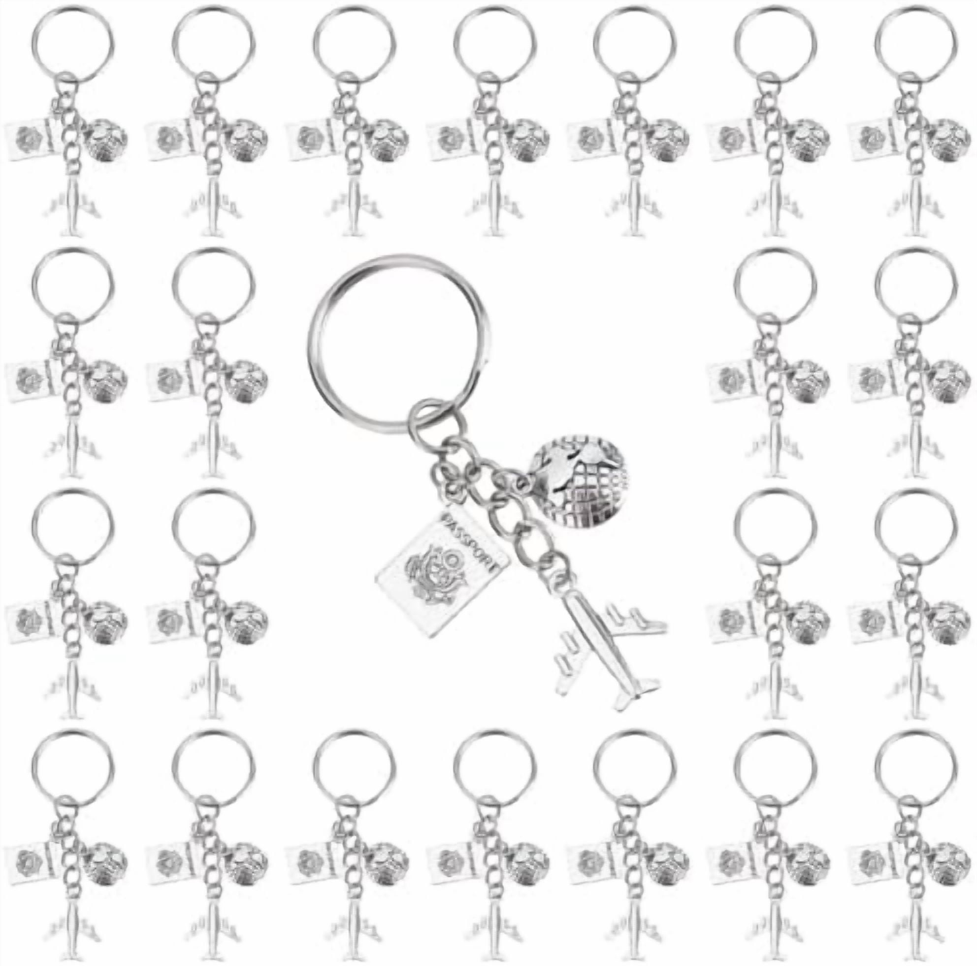 1 Box 20 Pcs Travel Themed Keychains Bulk Airplane Key Chains Earth ...