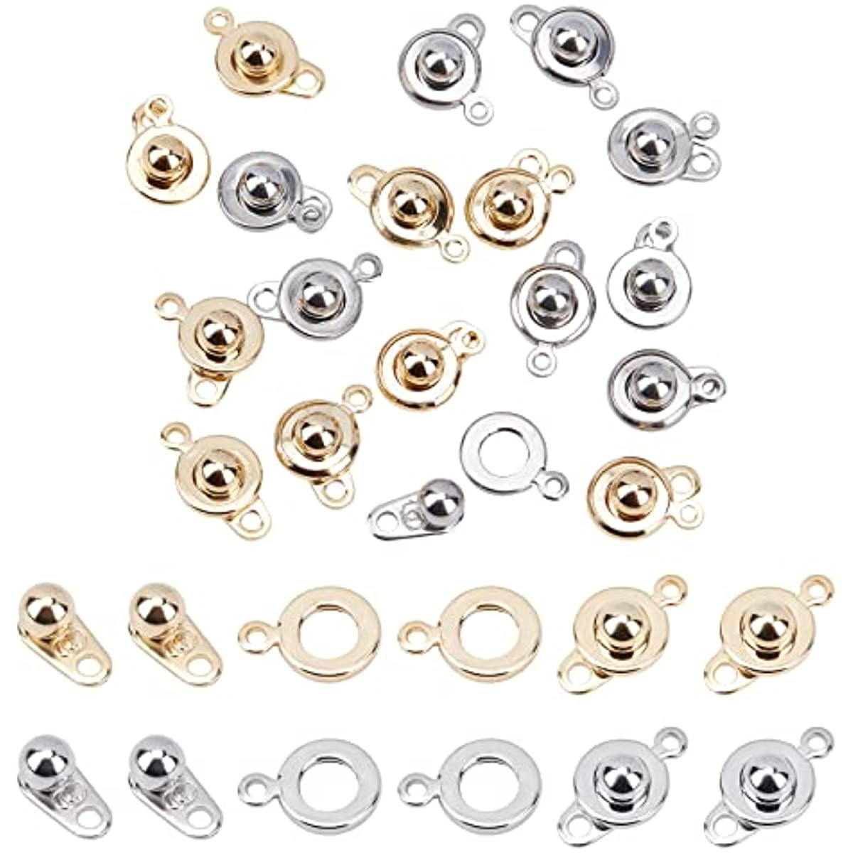 1 Box 20 Sets 2 Colors 15mm Snap Button Clasp Stainless Steel Snap ...