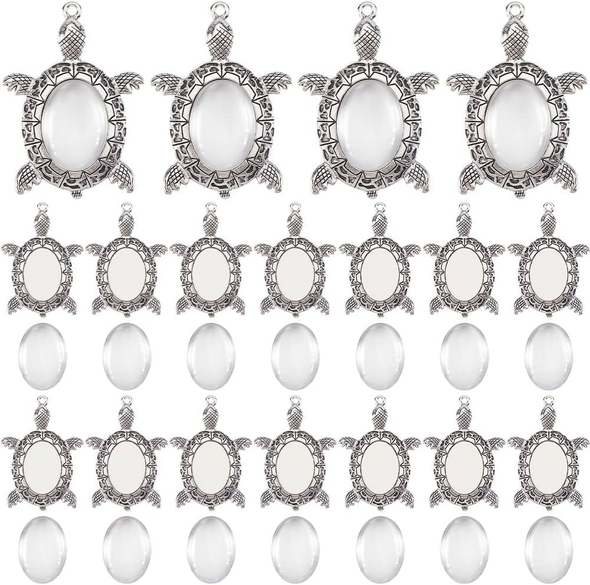 1 Box 20 Sets Cabochon Bezel Tray Cabochon Bezel Setting with Oval Cabochons Summer Alloy ...