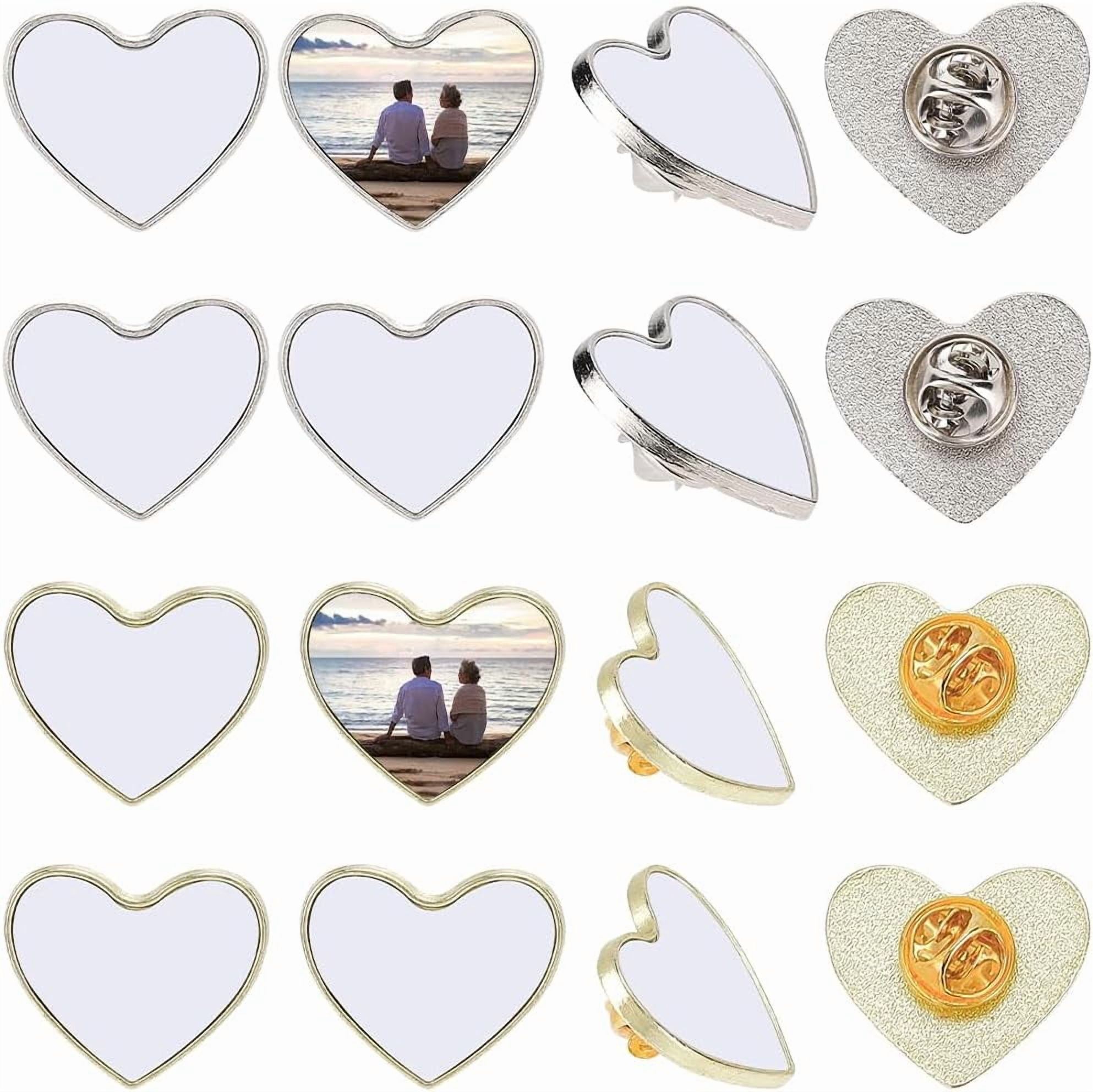 1 Box 20 Sets DIY Button Pin Banks Sublimation Button Blanks Bulk Heart ...