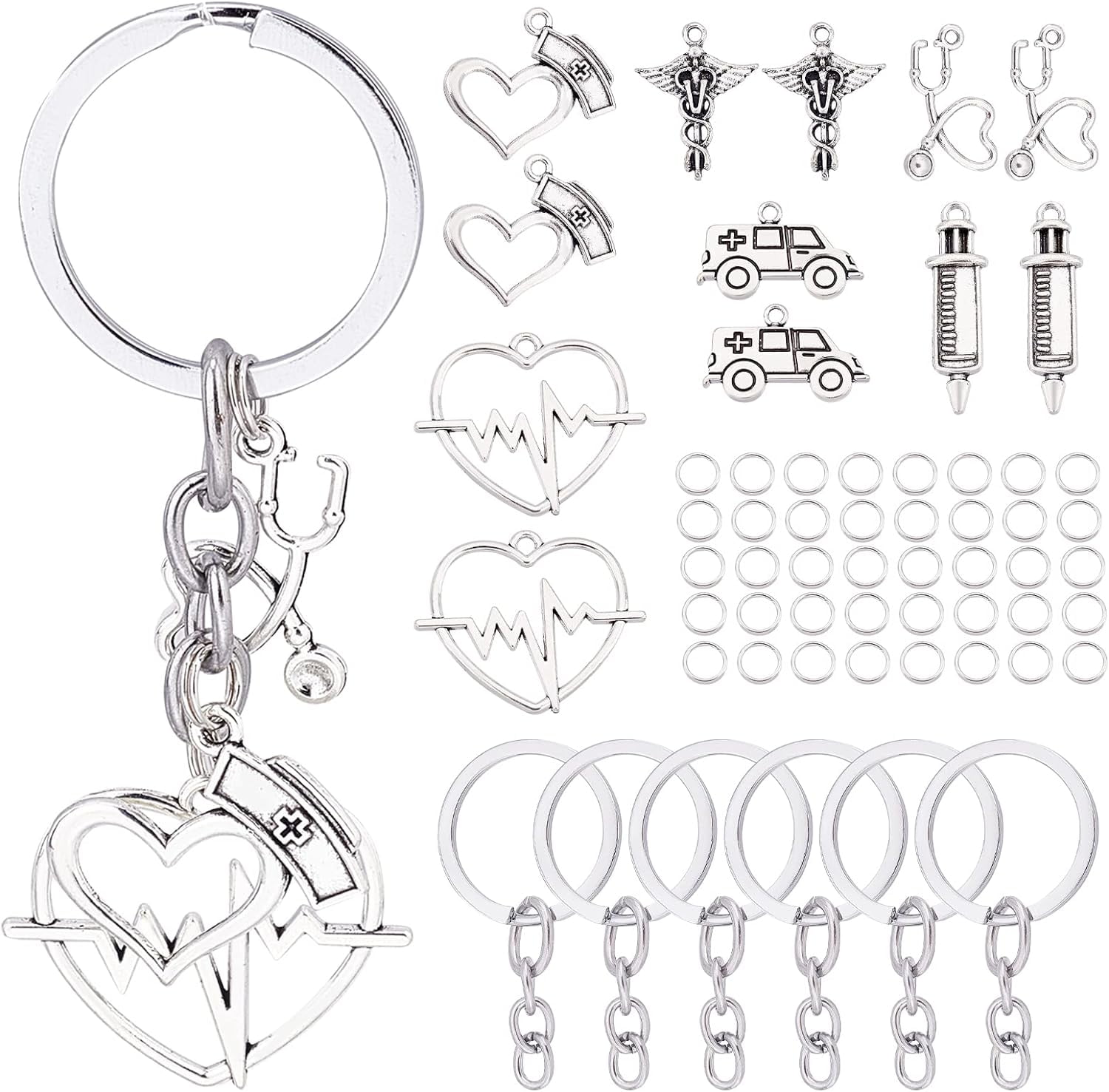1 Box 20 Sets Nurse Charms Doctor Charms Keychain Making Kit Hospital ...