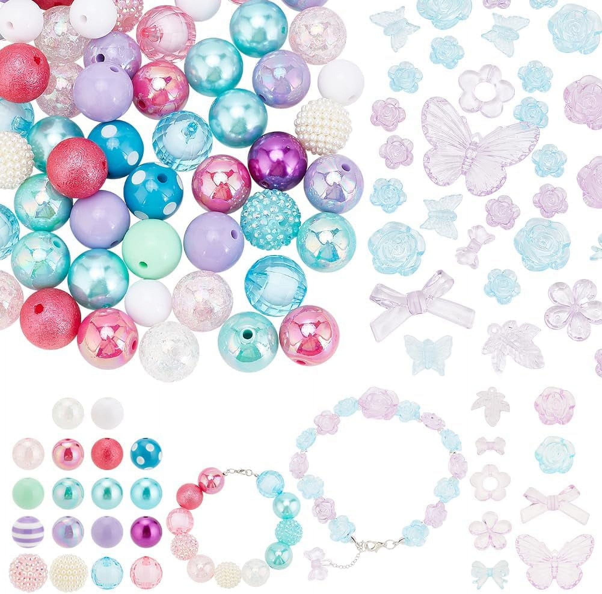 1 Box 20 Style Mixed Style Acrylic Beads Sets Round & Flower ...