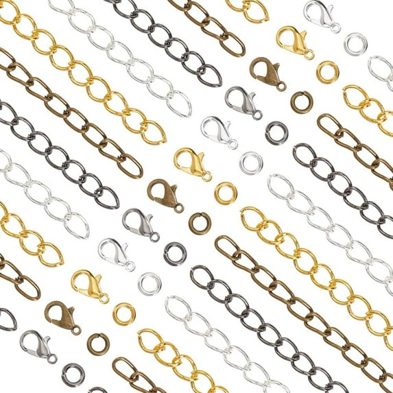 1 Box 200 Sets Silver Lobster Clasp Chain Extender Tail Extender Chain ...