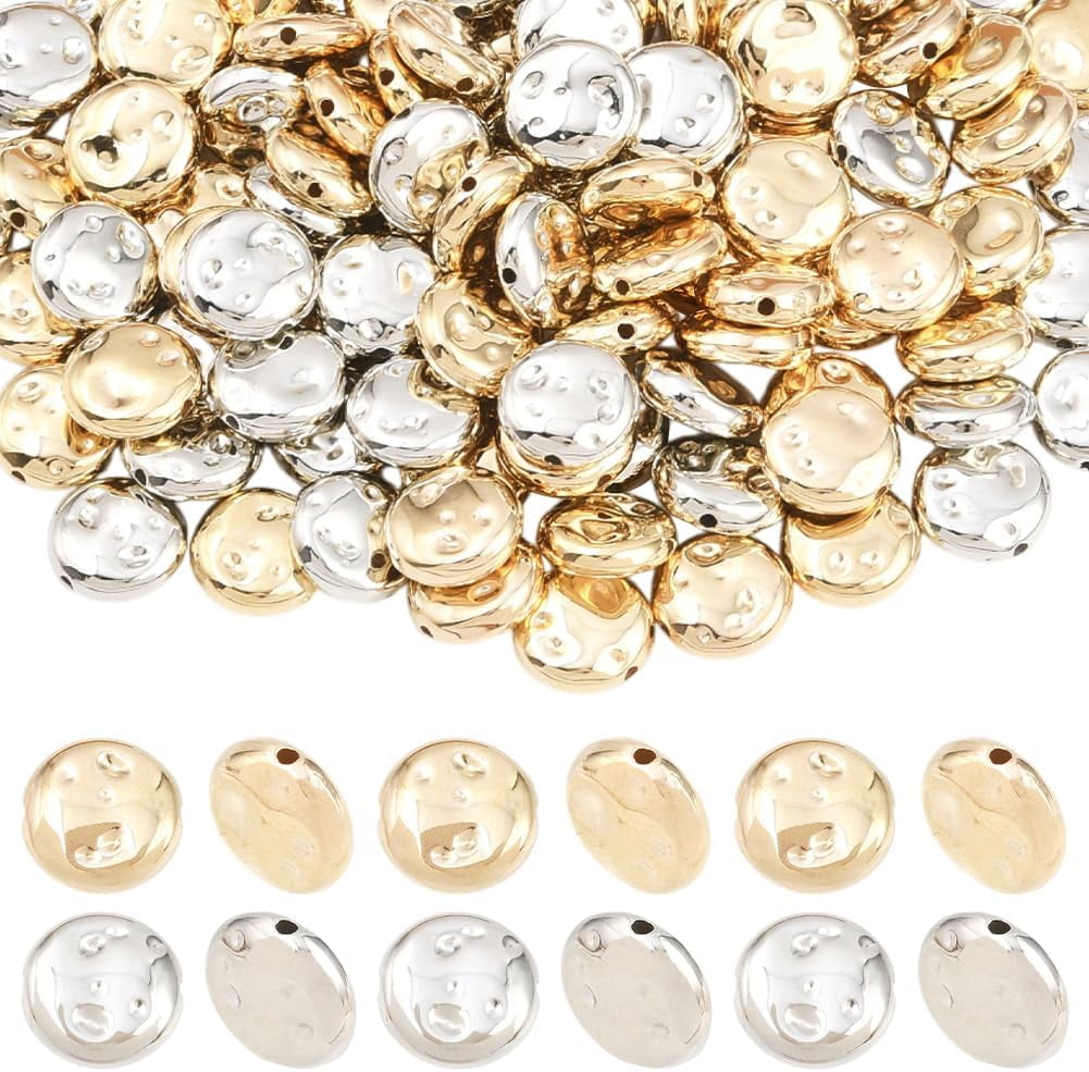 1 Box 200PCS Flat Round Plastic Beads with Small Holes Assorted Light ...