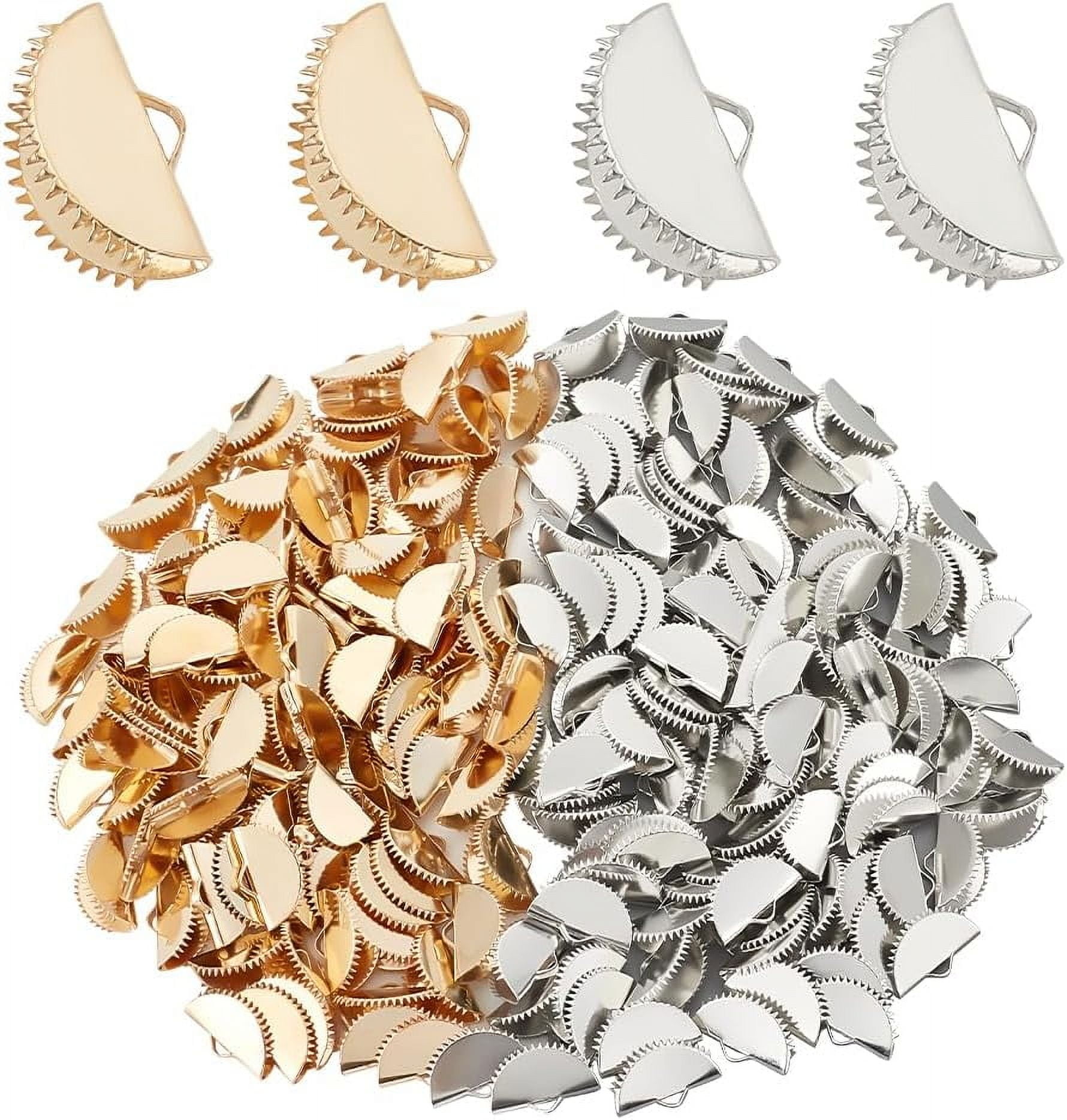 1 Box 200Pcs 2 Colors Iron Ribbon Ends Fan Shape Mixed Color 15mm ...