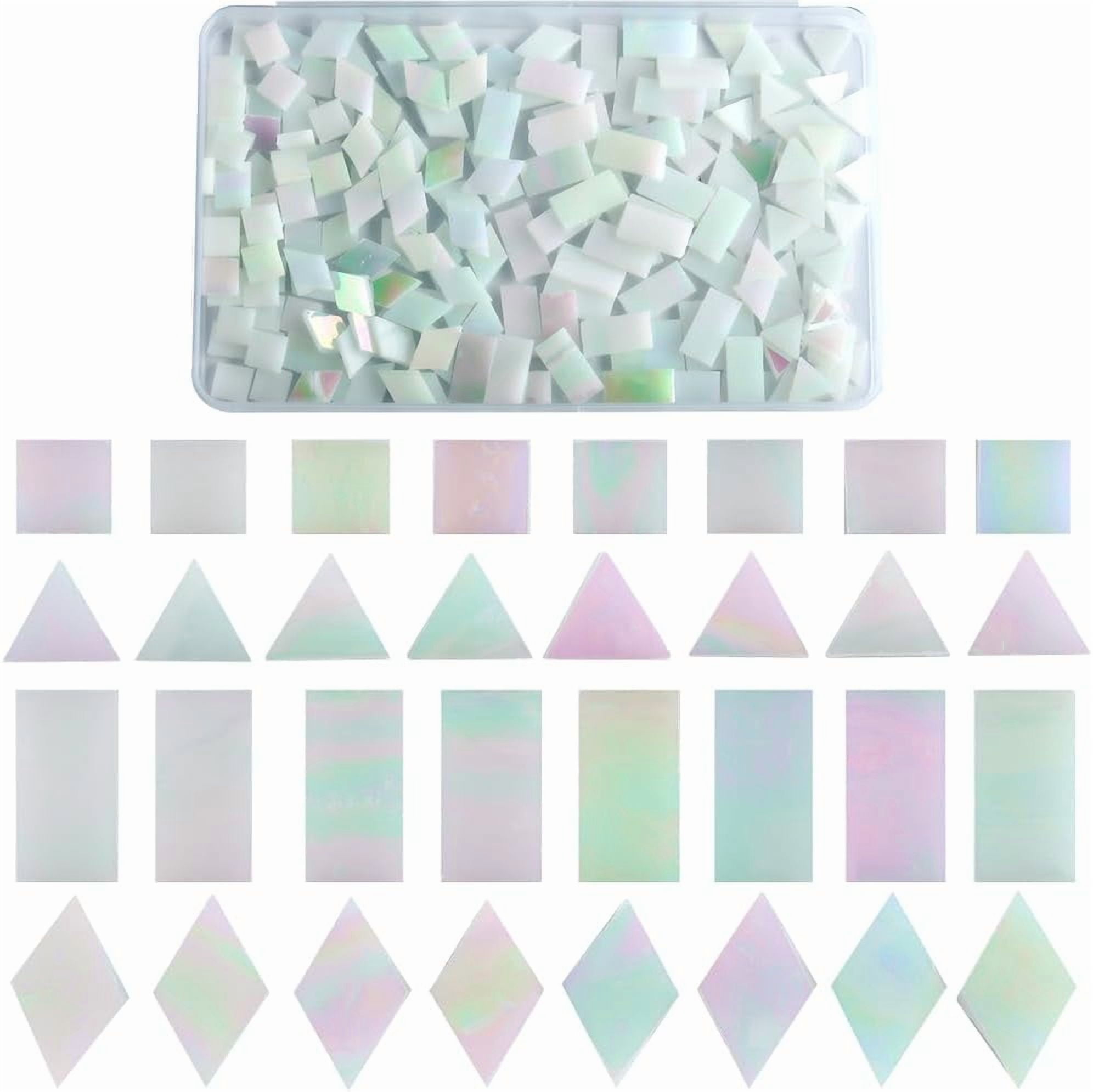 1 Box 200Pcs 4 Styles Stain Glass Mosaic Tiles Small Glass Mosaic ...