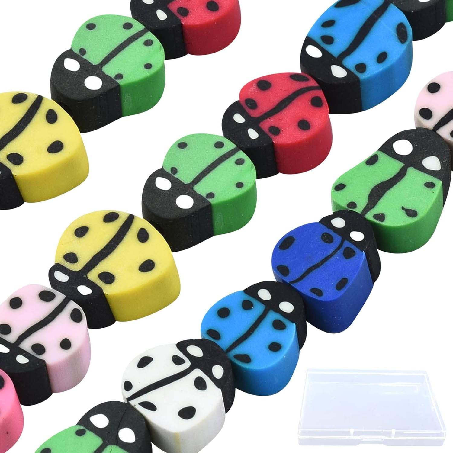 1 Box 200Pcs 5 Strand Ladybug Beads Handmade Polymer Clay Insect Spacer ...