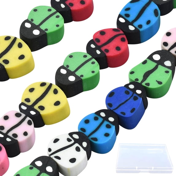 1 Box 200Pcs 5 Strand Ladybug Beads Handmade Polymer Clay Insect Spacer ...