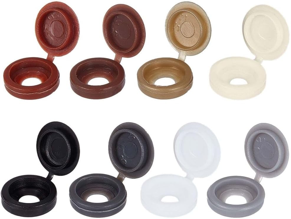 1 Box 200Pcs 8 Colors Hinged Screws Cover Caps Fold Snap Covers Plastic ...