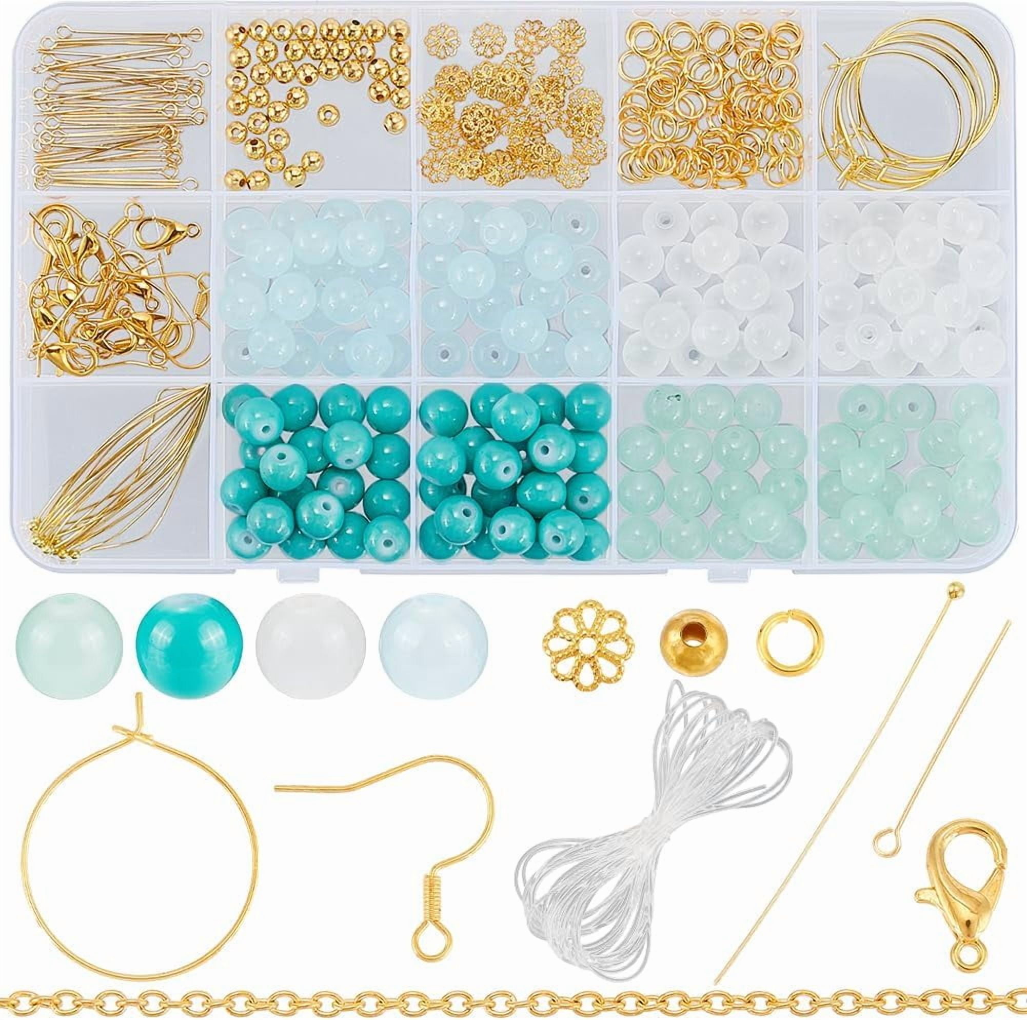 1 Box 200Pcs 8mm Glass Beads Bulk Bracelet Making Kit Beads Round Green ...