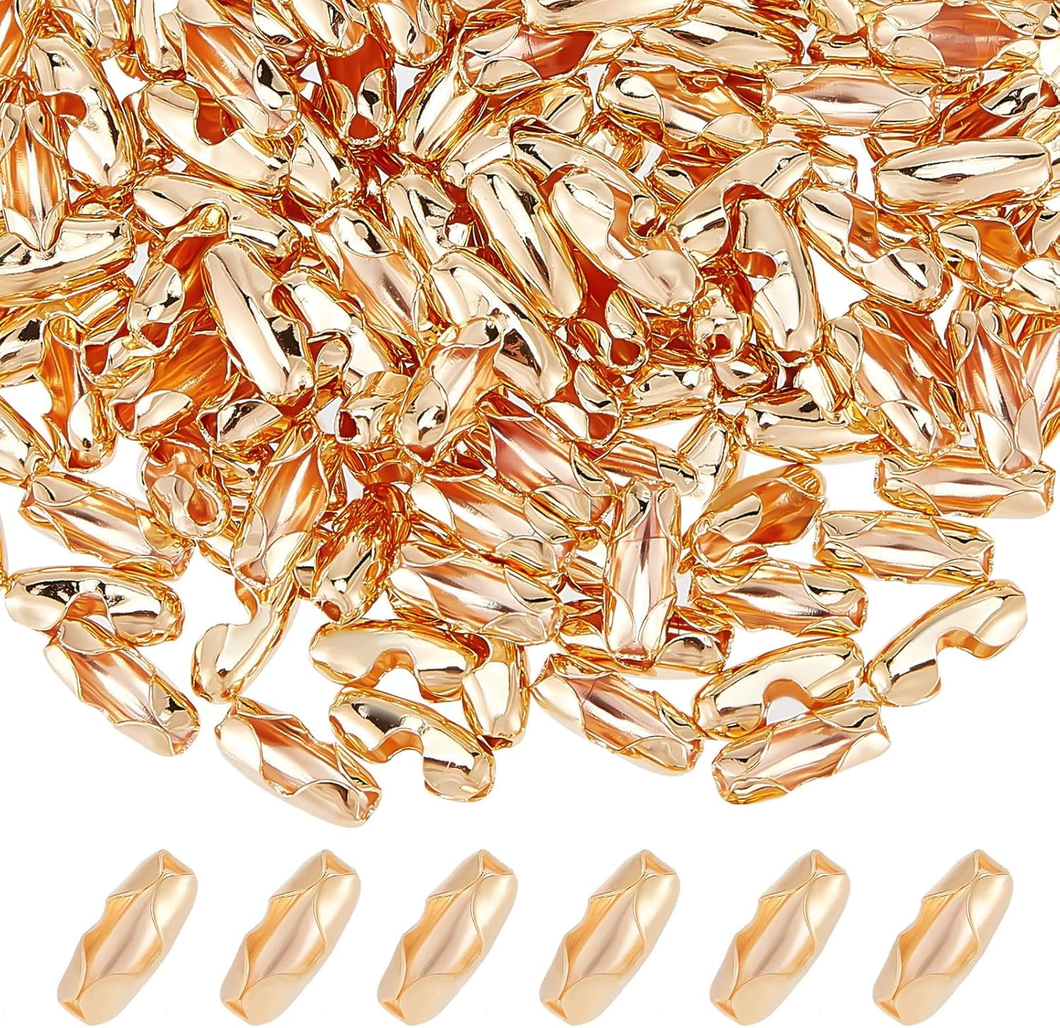1 Box 200Pcs Ball Chain Connectors 18K Gold Plated Replacement Roller ...