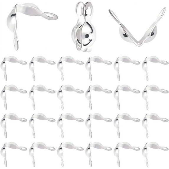 1 Box 200Pcs Bead Tips Knot Covers 925 Sterling Silver Plated Brass 8mm ...