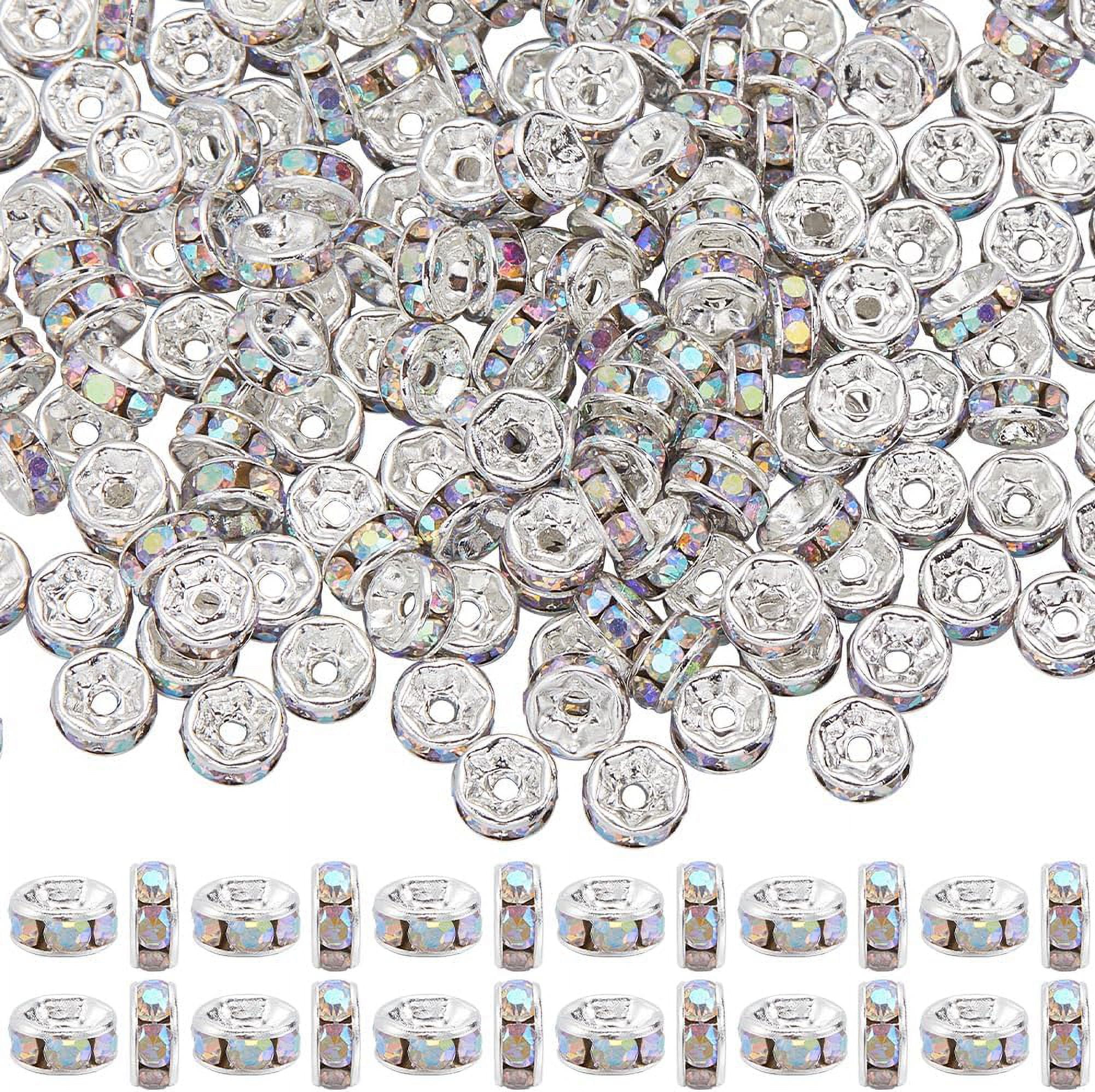 1 Box 200Pcs Brass Rhinestone Spacer Bead 6mm Rondelle Spacer Beads ...