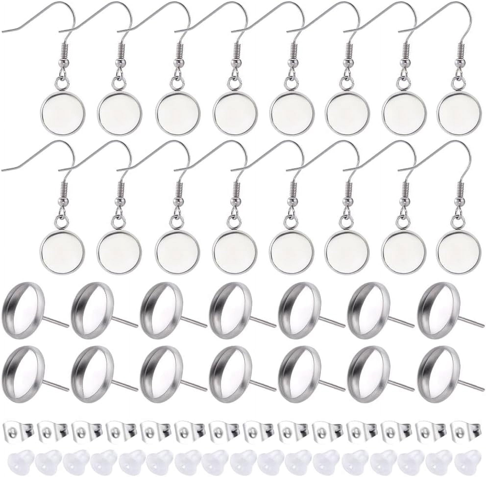 1 Box 200Pcs Cabochon Earring Findings Bezel Earring Blanks Cabochon ...