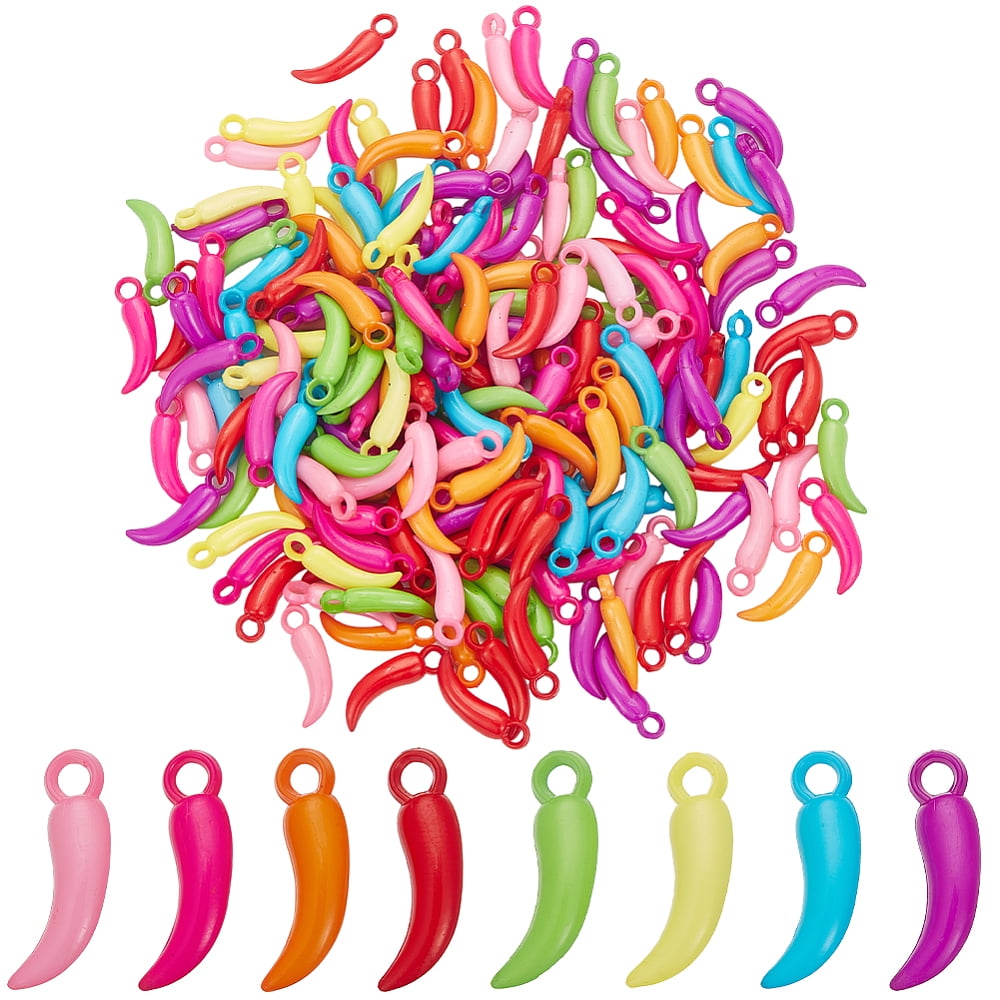 1 Box 200Pcs Chili Pepper Charms Bulk Vegetable Charms Random Clour ...