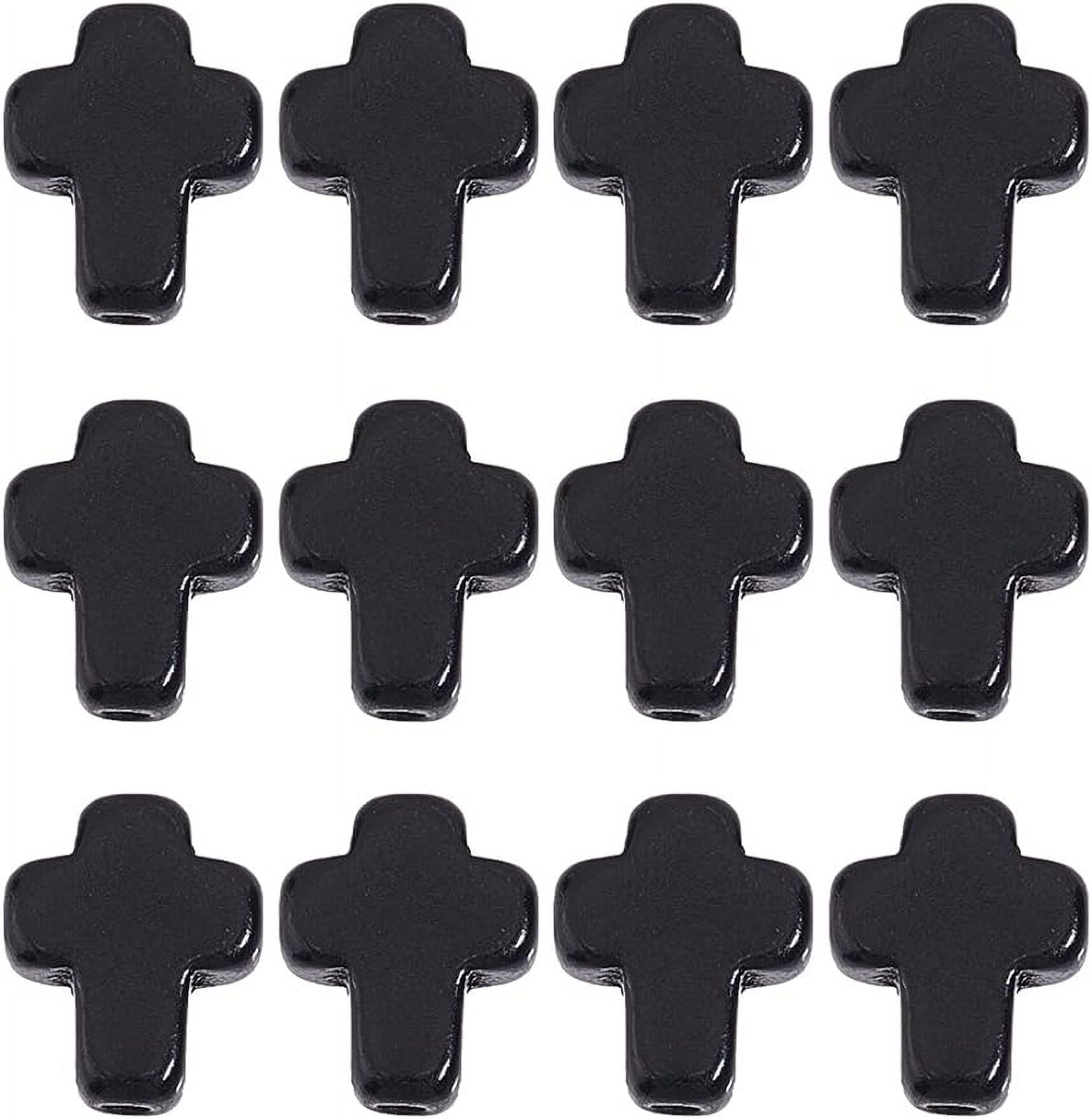 1 Box 200Pcs Cross Beads Small Black Synthetic Turquoise Stone Beads ...