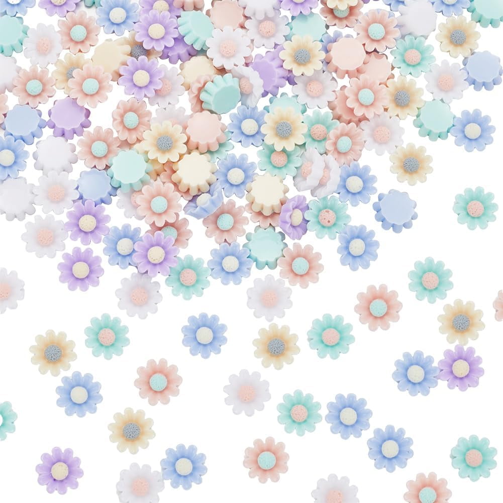 1 Box 200Pcs Cute Resin Flatback Charms Flower Cabochons Bulk Colorful ...