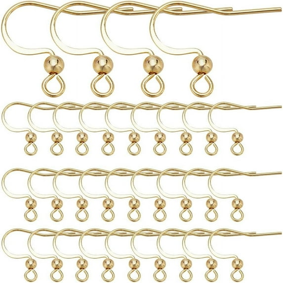 1 Box 200Pcs Earring Hooks Real 18K Gold Plated Stainless Steel French ...