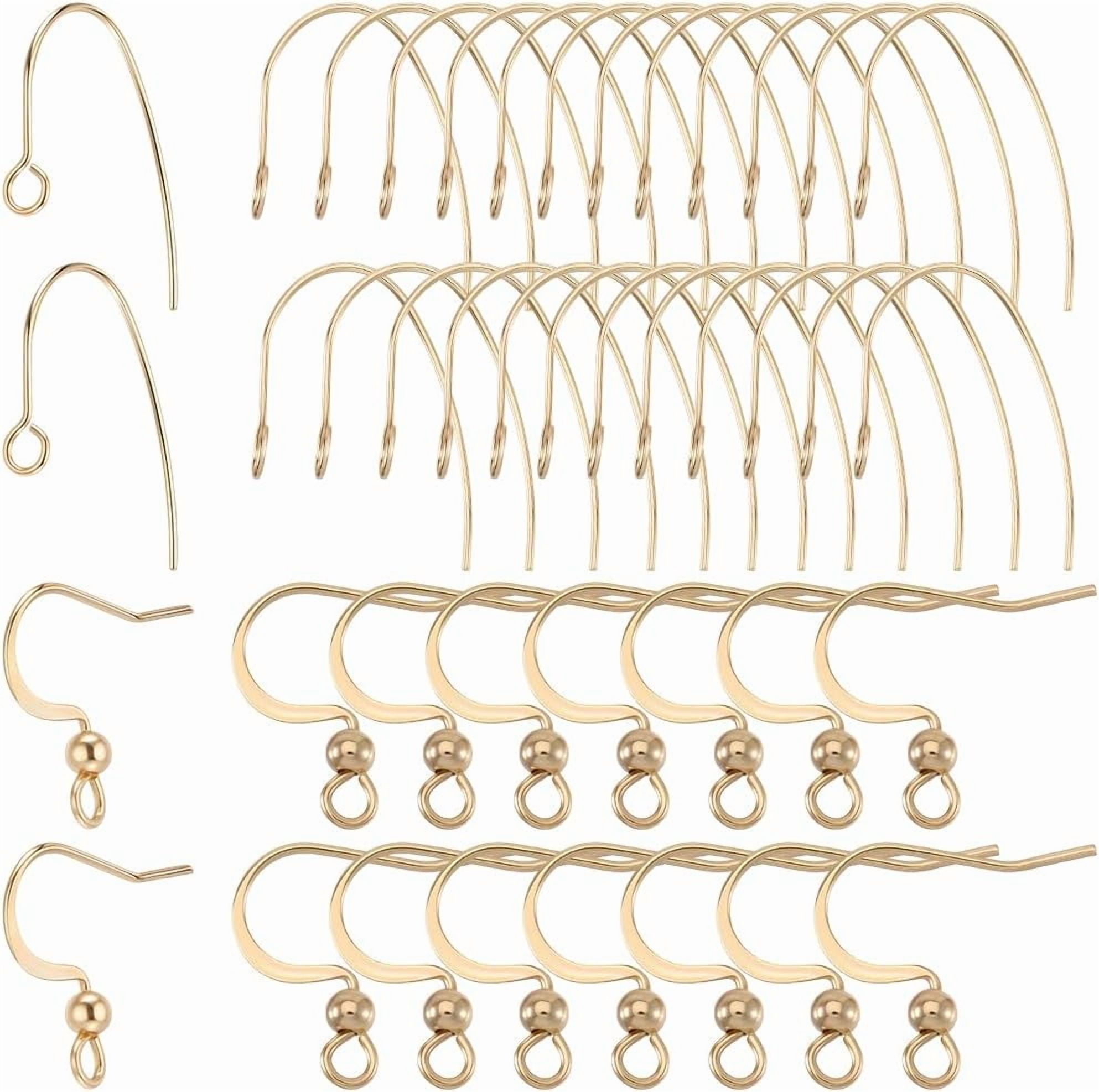 1 Box 200Pcs French Earring Wires Ball Earring Hooks with Loop 18K Gold ...