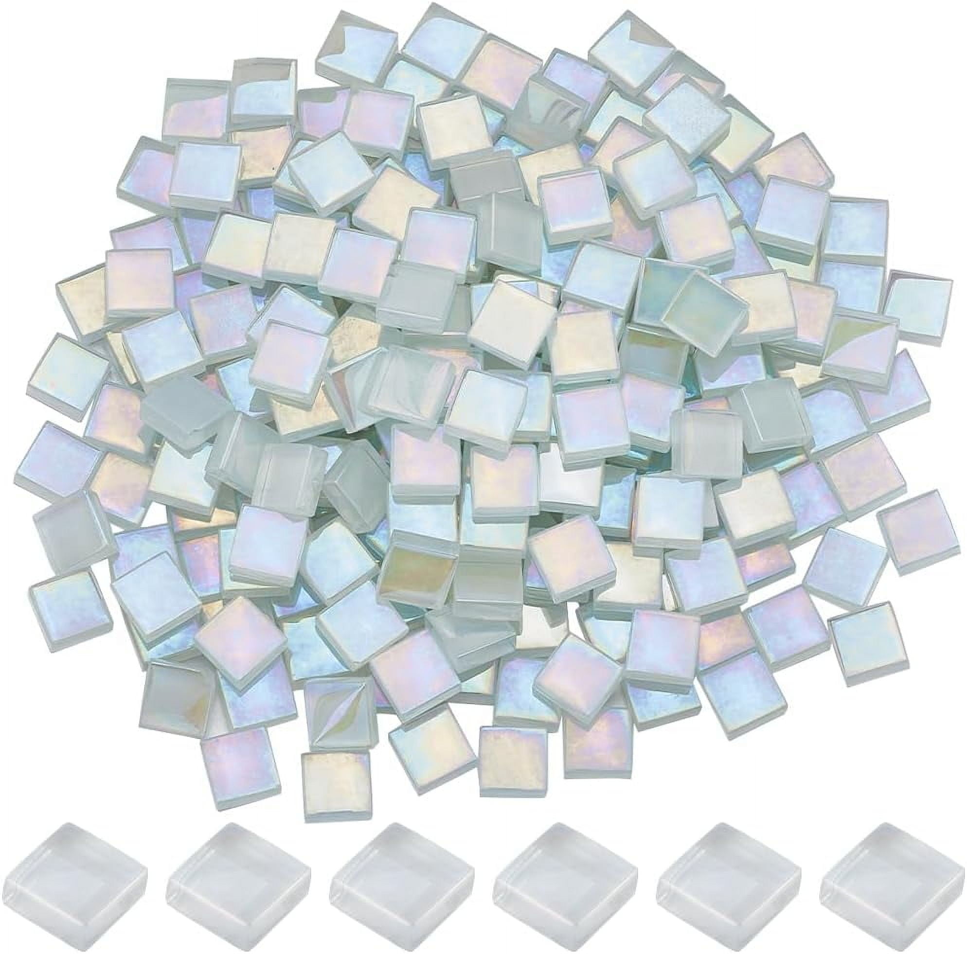 1 Box 200Pcs Glass Mosaic Tiles White Square Mosaic Tiles Bulk ...