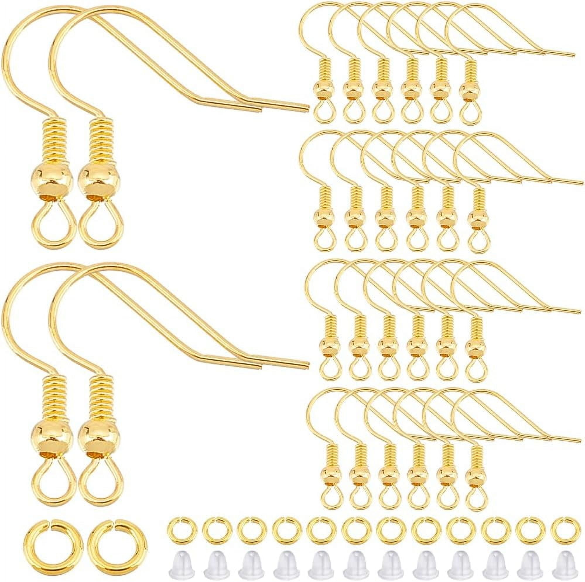 1 Box 200Pcs Gold Ear Wires Fish Hooks Earring Findings Bulk French ...