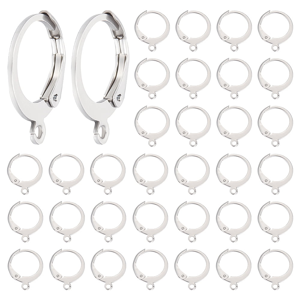 1 Box 200Pcs Leverback Earring Findings Stainless Steel Round Clasp ...