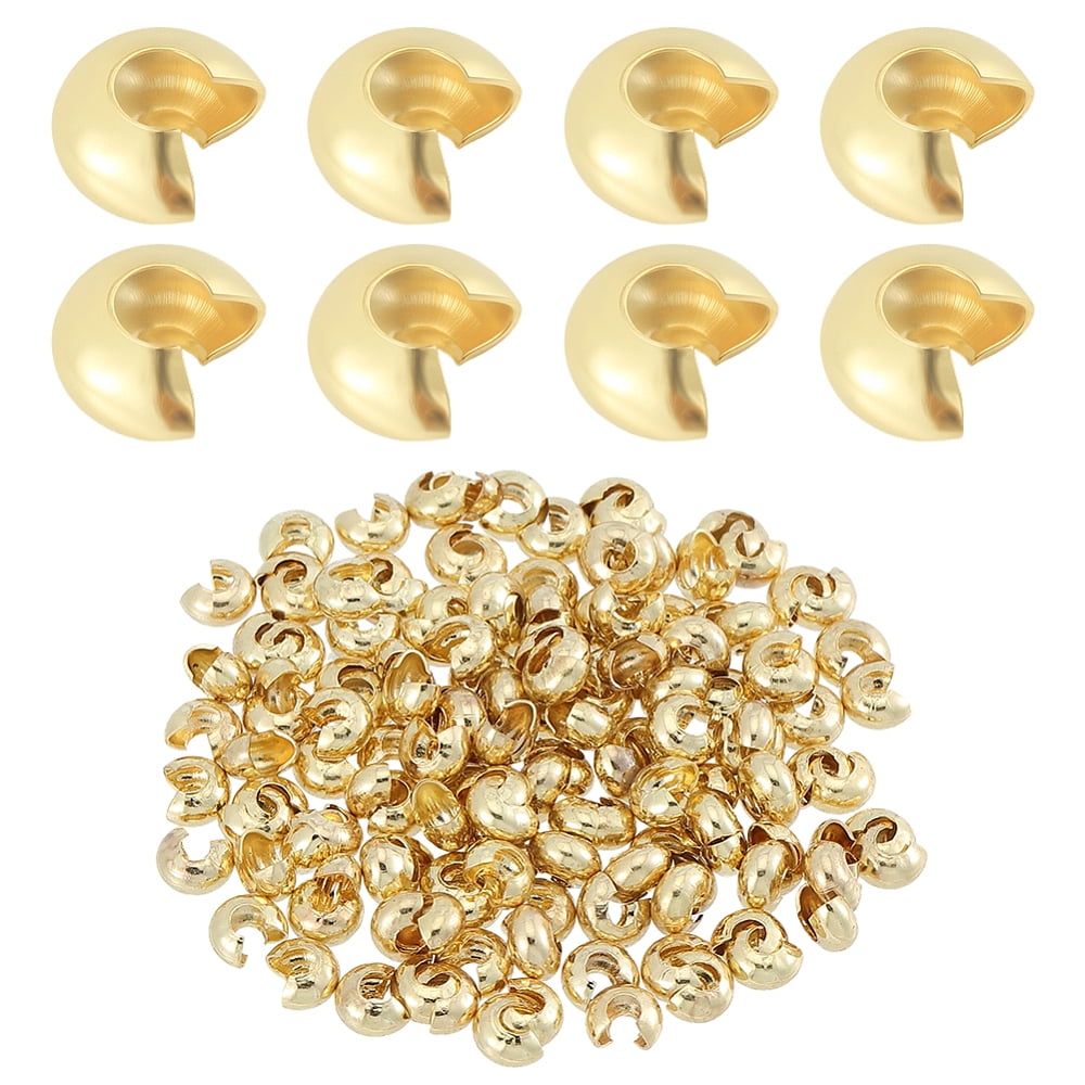 1 Box 200Pcs Real 18K Gold Plated 3mm Round Crimp Bead Covers Open ...