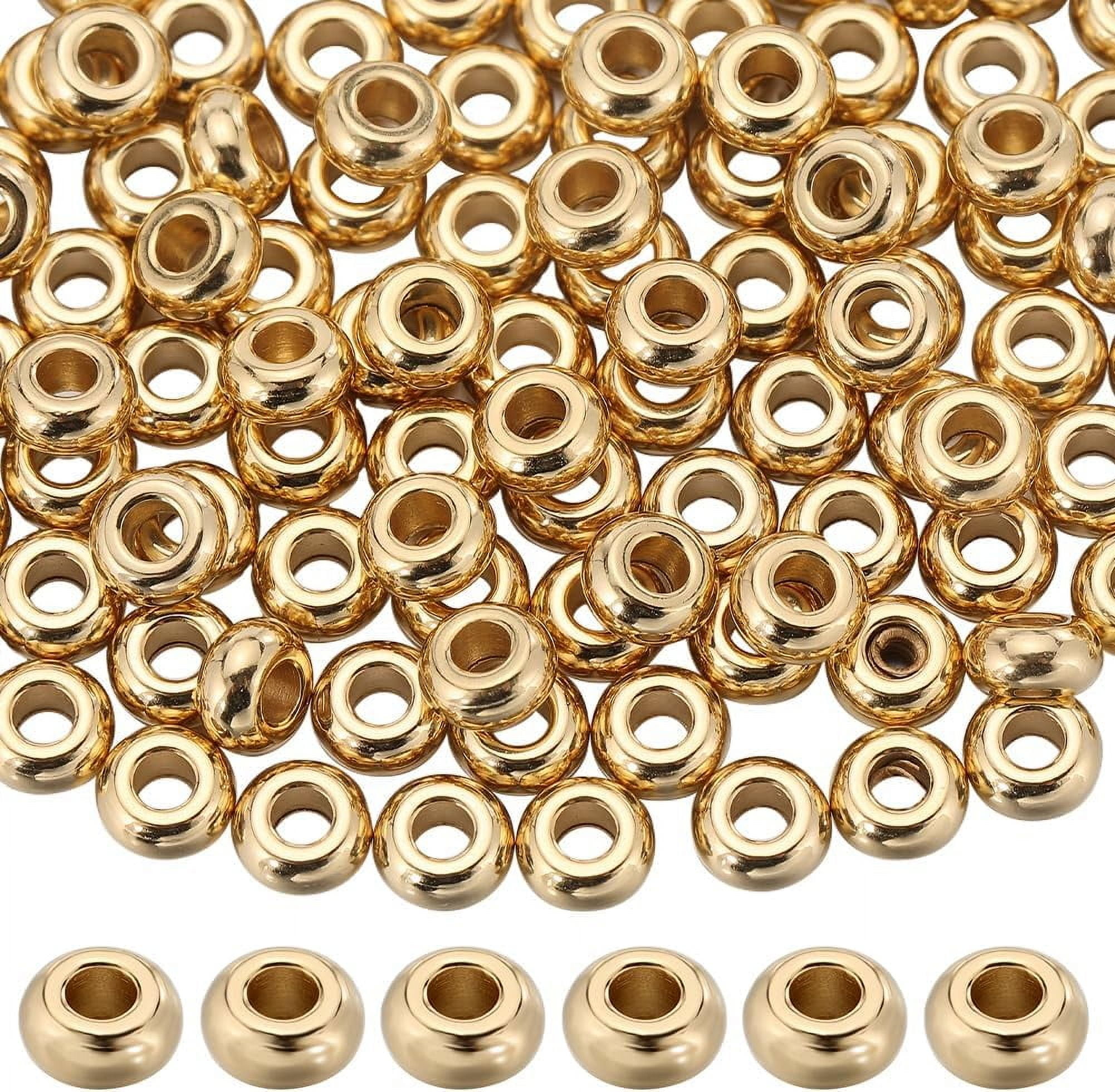 1 Box 200Pcs Real 18K Gold Plated Stainless Steel Beads 4mm Mini Spacer ...