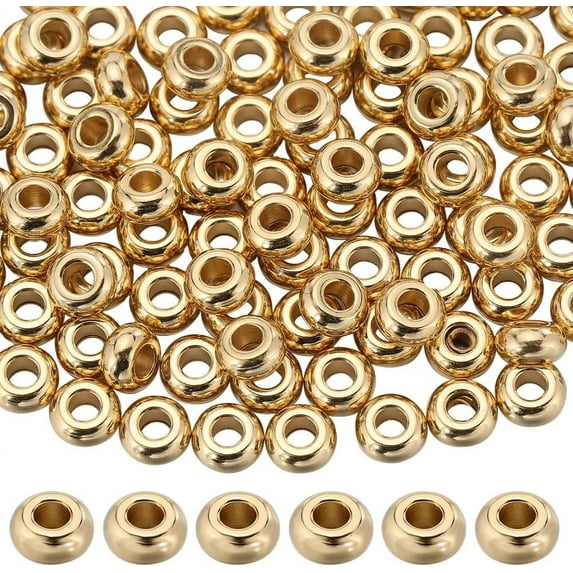 1 Box 200Pcs Real 18K Gold Plated Stainless Steel Beads 4mm Mini Spacer ...