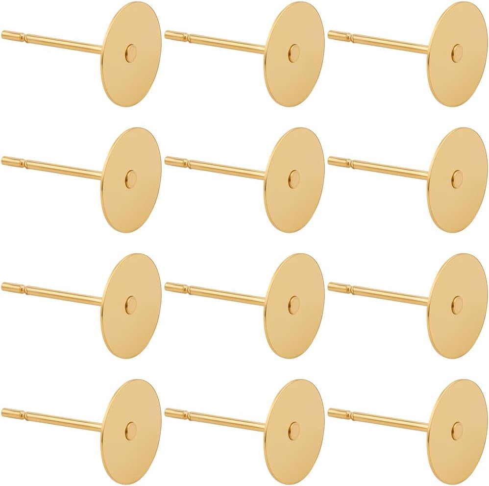 1 Box 200Pcs Real 24K Gold Plated Stainless Steel Earring Posts Earring ...