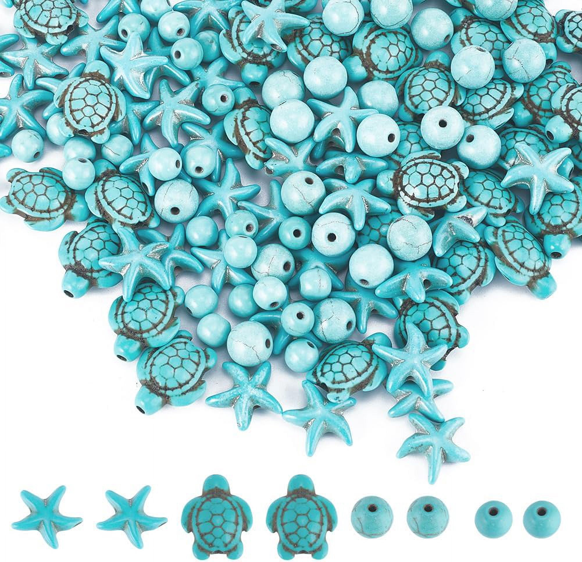 1 Box 200Pcs Sea Turtle Beads Starfish Charms Boho Style Sea Animal 8mm ...