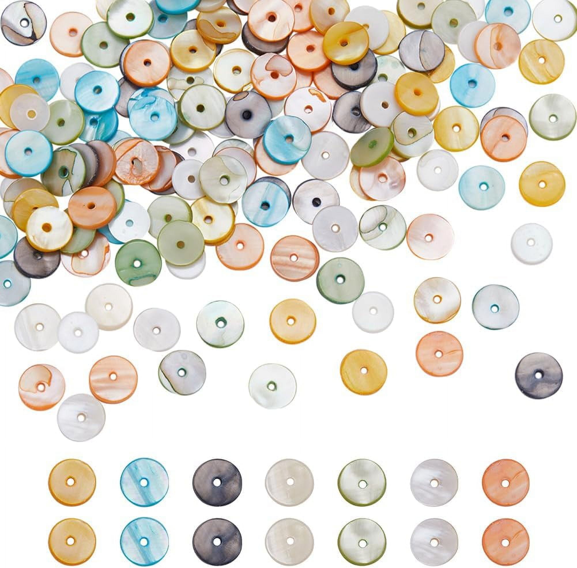 1 Box 200Pcs Shell Disc Beads Flat Shell Beads Freshwater Shell Beads ...