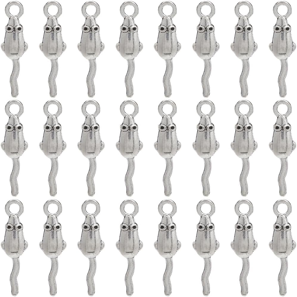 1 Box 200Pcs Silver Mouse Charm Mice Charms Bulk Alloy Small Silver ...
