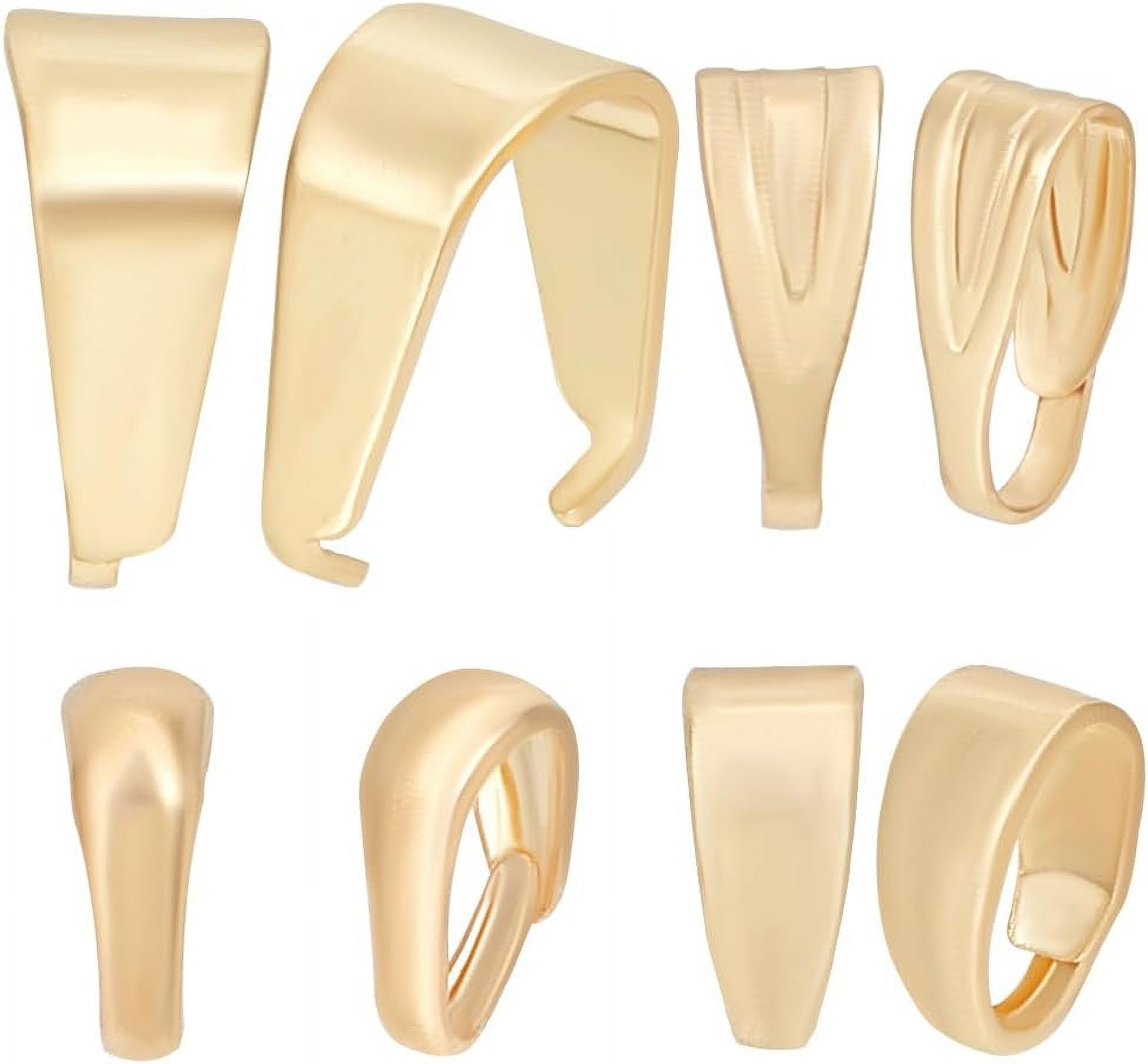 1 Box 200Pcs Snap on Bails 18K Gold Plated Open Pinch Clip Bail Clasp ...