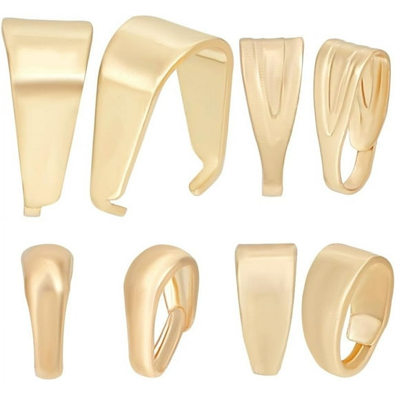 1 Box 200Pcs Snap on Bails 18K Gold Plated Open Pinch Clip Bail Clasp ...